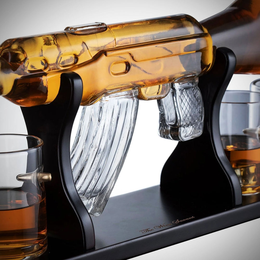 AK-47 Gun Whiskey Decanter Set with 4 Bullet Glasses
