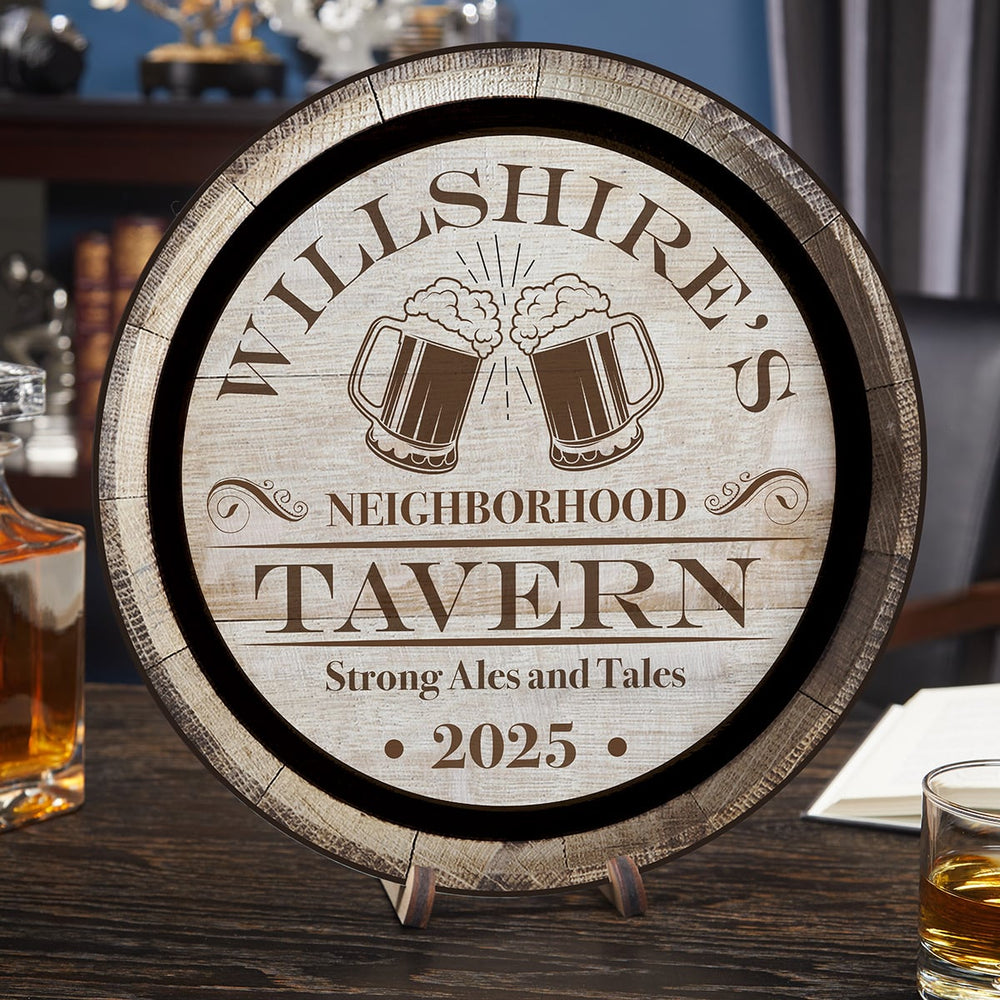 Ales and Tales Beer Tavern Sign - Custom Wooden Home Bar Wall Decor