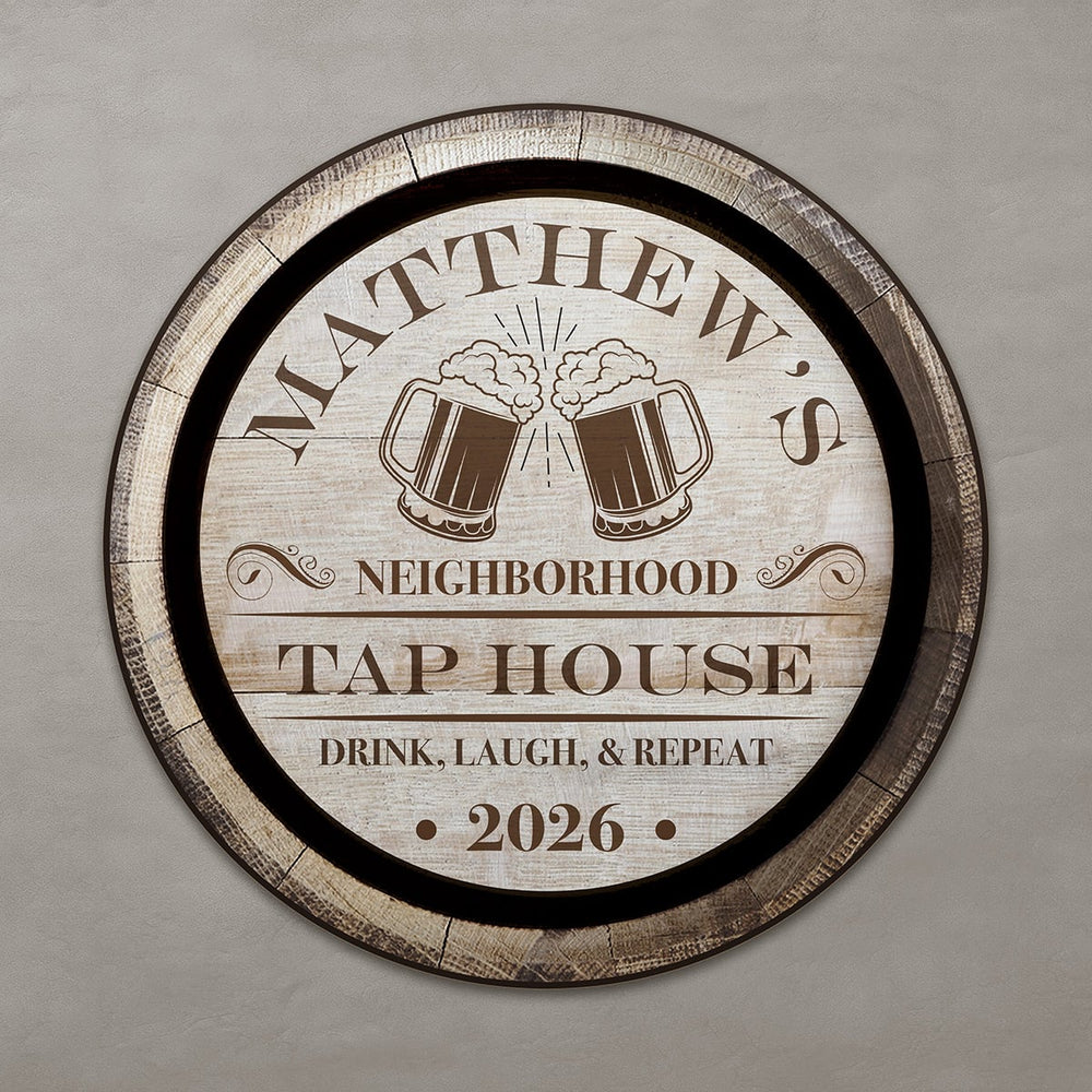 Ales and Tales Beer Tavern Sign - Custom Wooden Home Bar Wall Decor