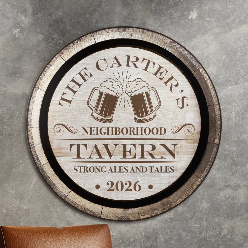Ales and Tales Beer Tavern Sign - Custom Wooden Home Bar Wall Decor