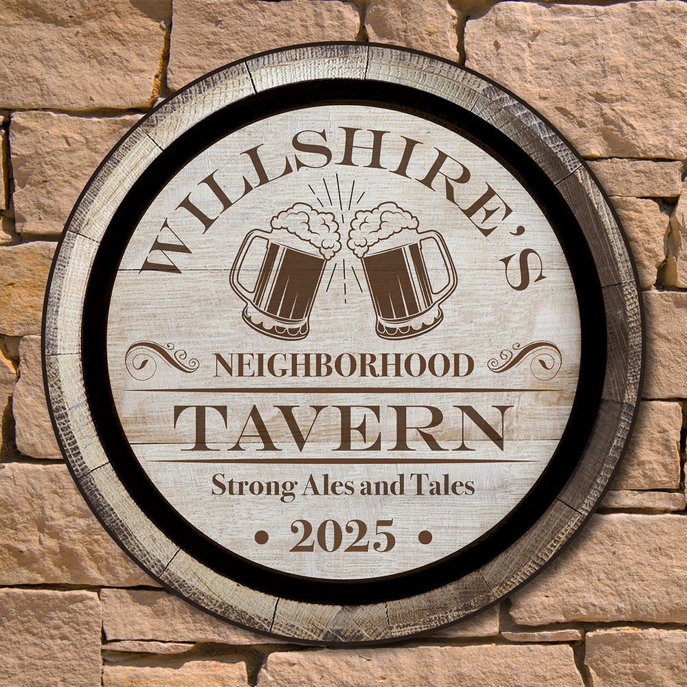 Ales and Tales Beer Tavern Sign - Custom Wooden Home Bar Wall Decor
