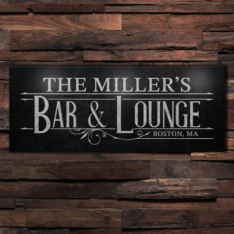 Art Deco Custom Bar & Lounge Sign, Basement Bar Wall Art, Black Wood D