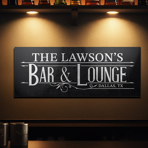 Art Deco Custom Bar & Lounge Sign, Basement Bar Wall Art, Black Wood D