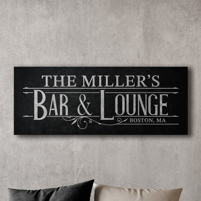 Art Deco Custom Bar & Lounge Sign, Basement Bar Wall Art, Black Wood D