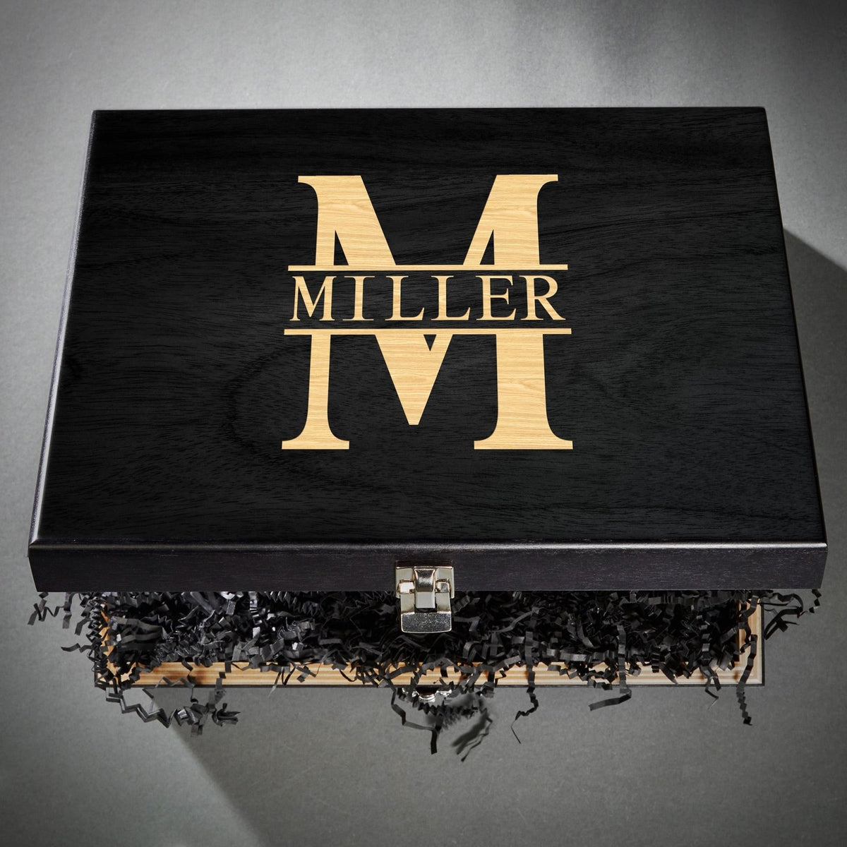 Black Personalized Memory Keepsake Box - Wooden
