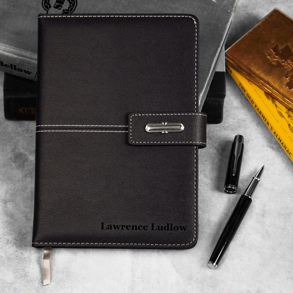 Beckford Personalized Hardcover Lined Notebook Set - Black