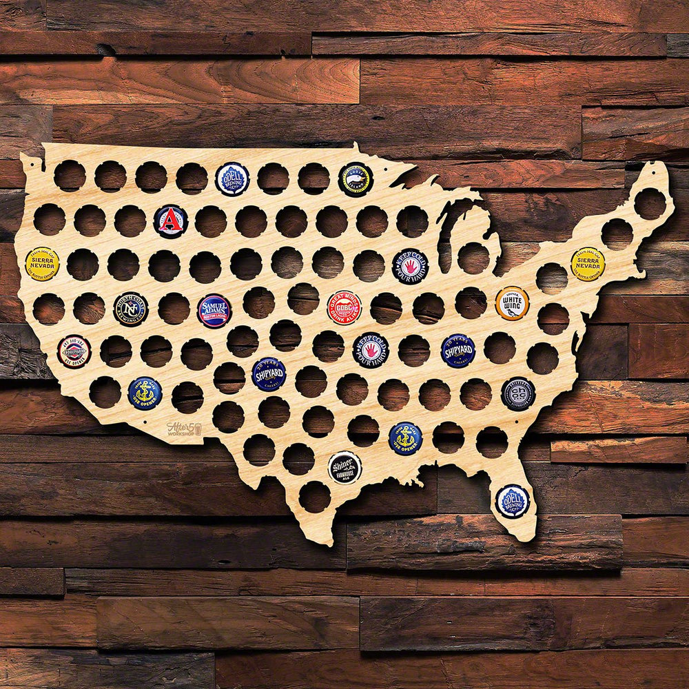 Beer Cap Map of USA, Large
