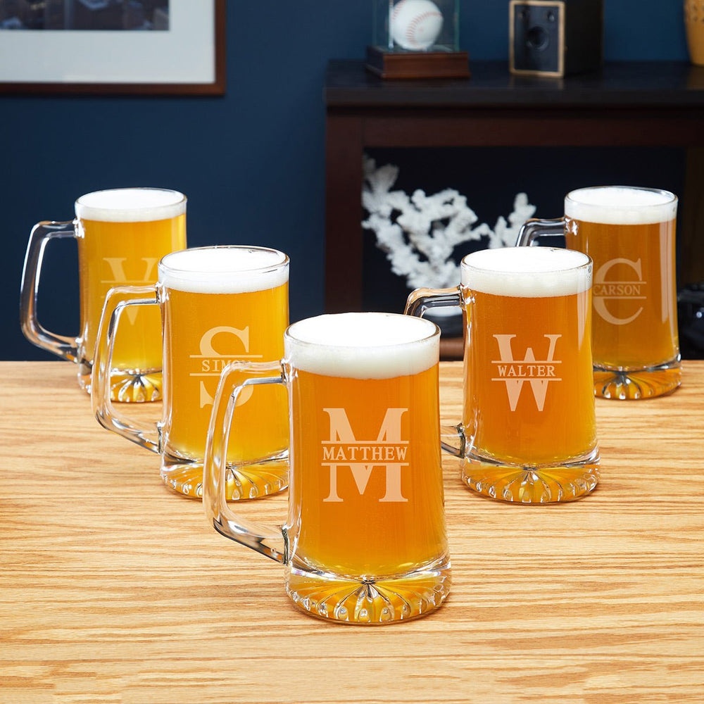 Thatcher Custom Beer Mugs, Set of 5 - Groomsmen Gifts, 25 oz