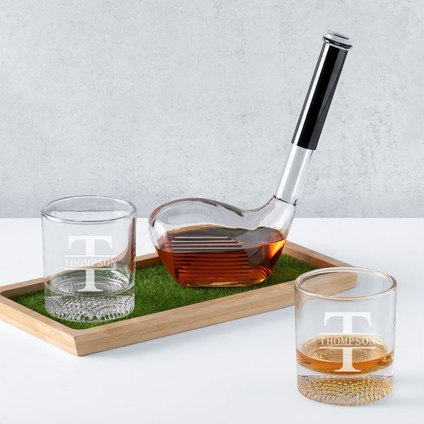Birdie & Bourbon Golf Club Decanter & Whiskey Glasses