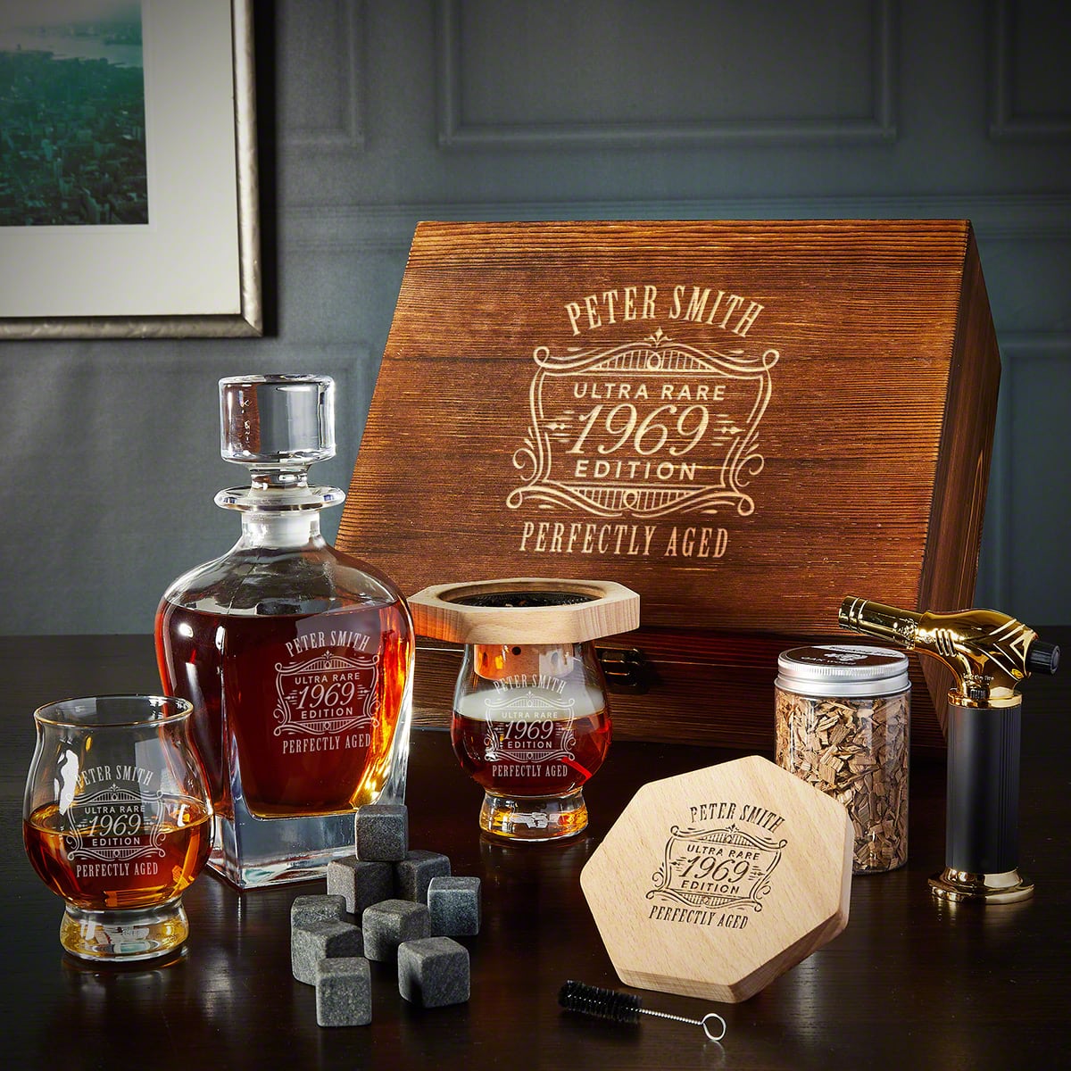 Bourbon Trail Black Diamond Custom Whiskey Smoker Kit - 10pc Boxed Set