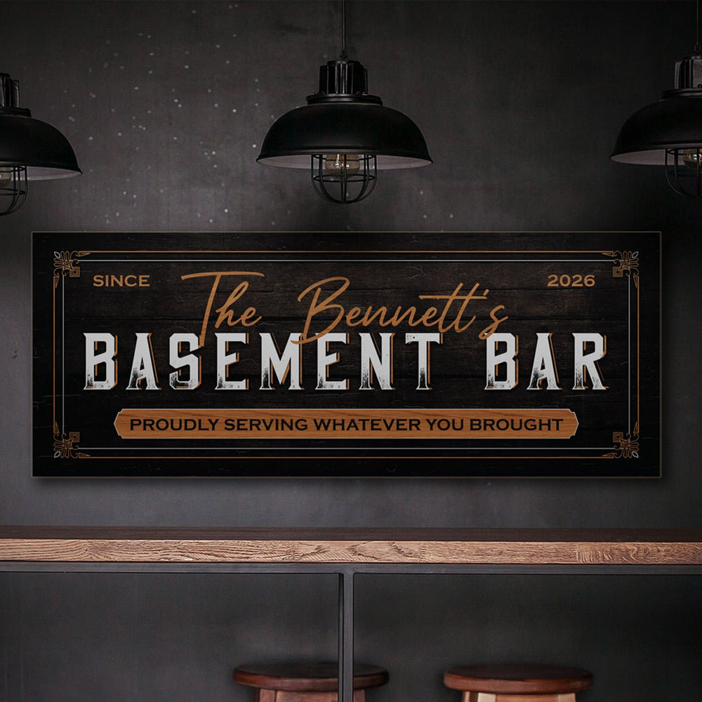 BYO Wooden Basement Bar Sign - Custom Speakeasy Decor Wall Art