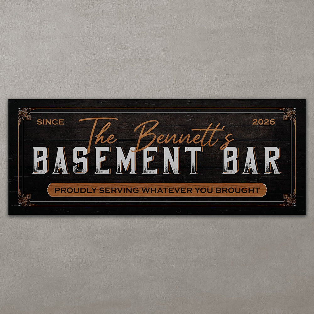 BYO Wooden Basement Bar Sign - Custom Speakeasy Decor Wall Art