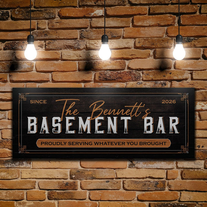 BYO Wooden Basement Bar Sign - Custom Speakeasy Decor Wall Art