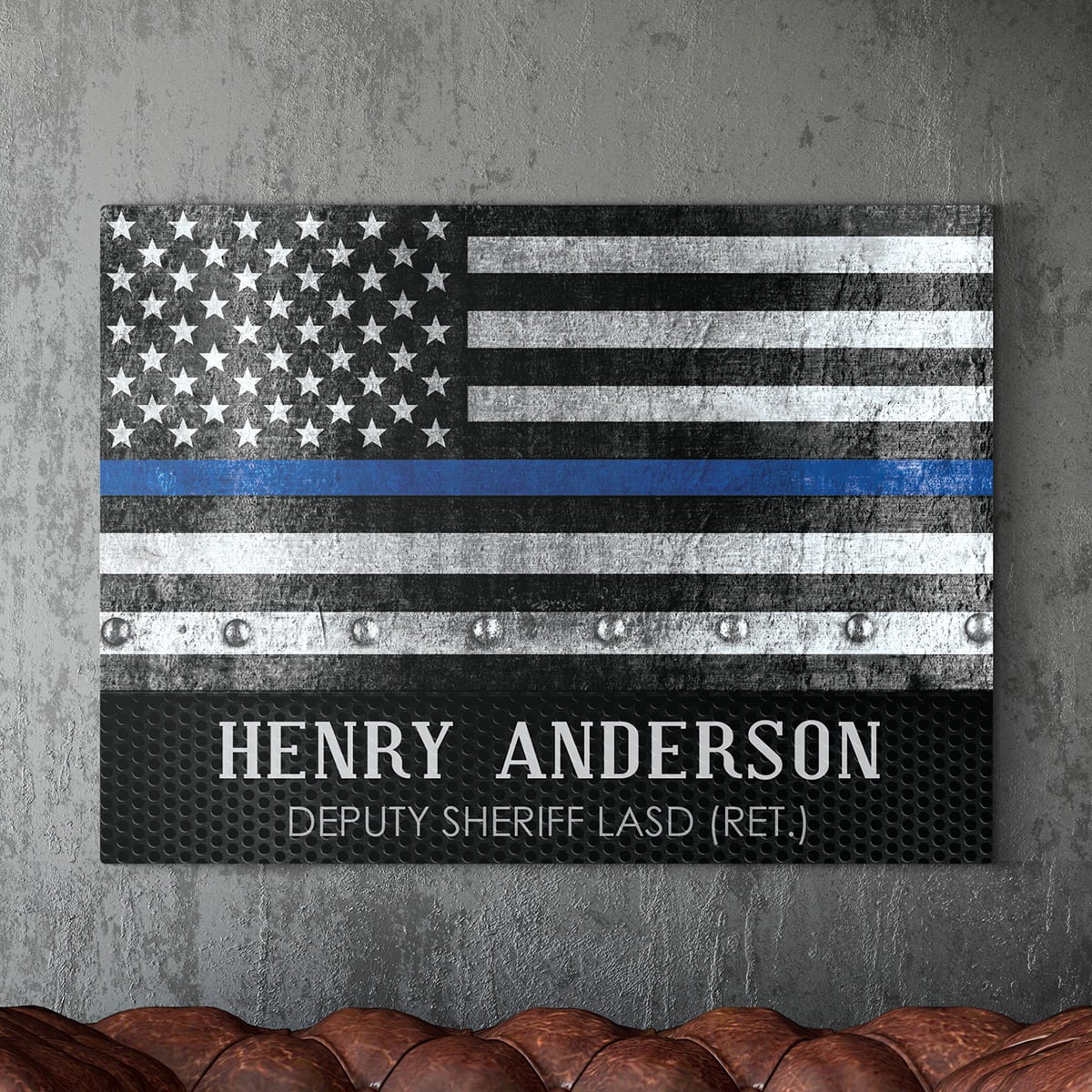 Thin Blue Line Flag Police Sign - Custom Wooden Wall Art Decor