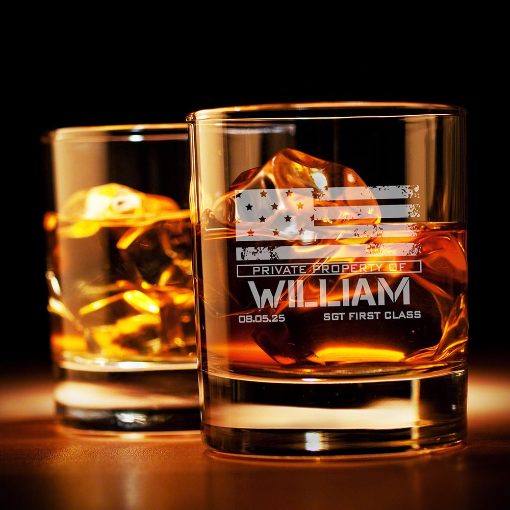 Custom Argos Decanter Whiskey Military Gift Set with Eastham Glasses
