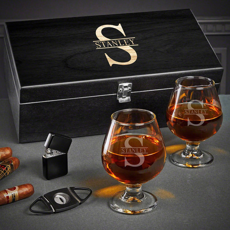 Custom Cognac Gift Set - Ebony Box