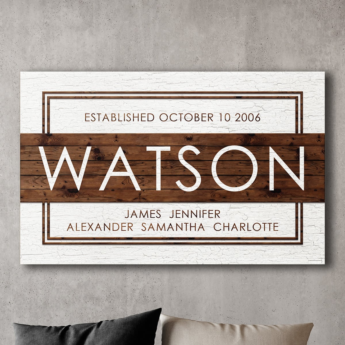 Blessed White Wood Family Name Sign - Home Wall Art & Decor