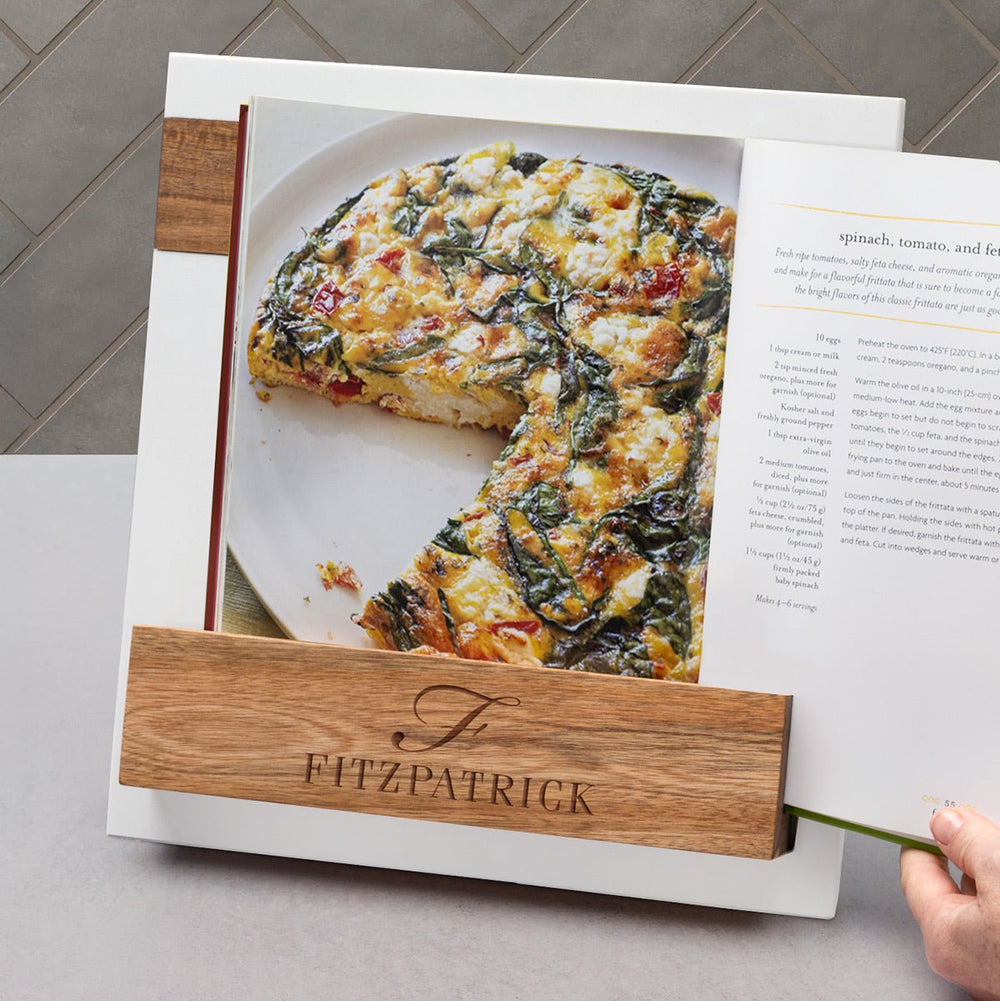 Winslow Custom Cookbook Stand - White Marble & Wood