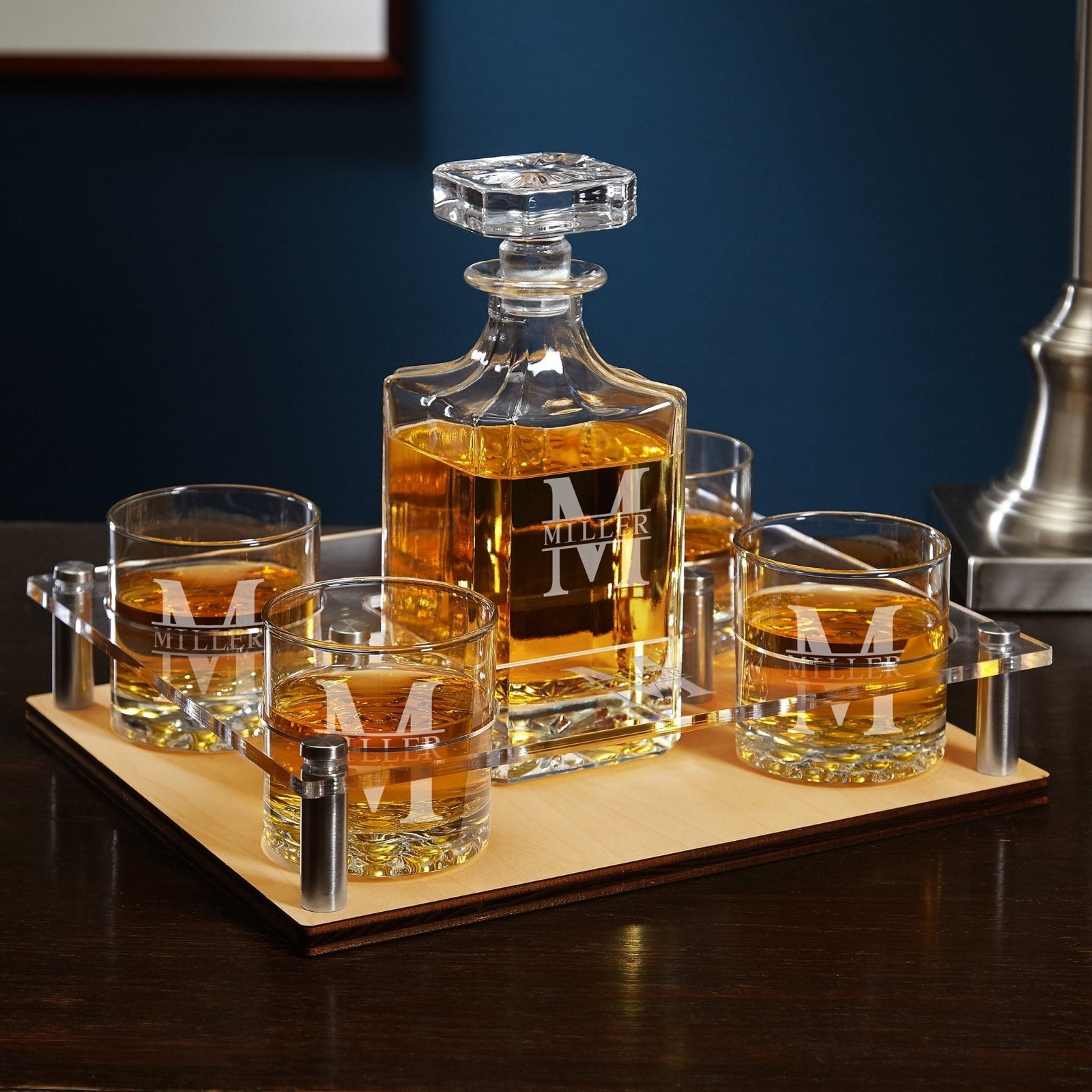 Custom Presentation Set with Crystal Decanter & Buckman Glasses - Bar ...