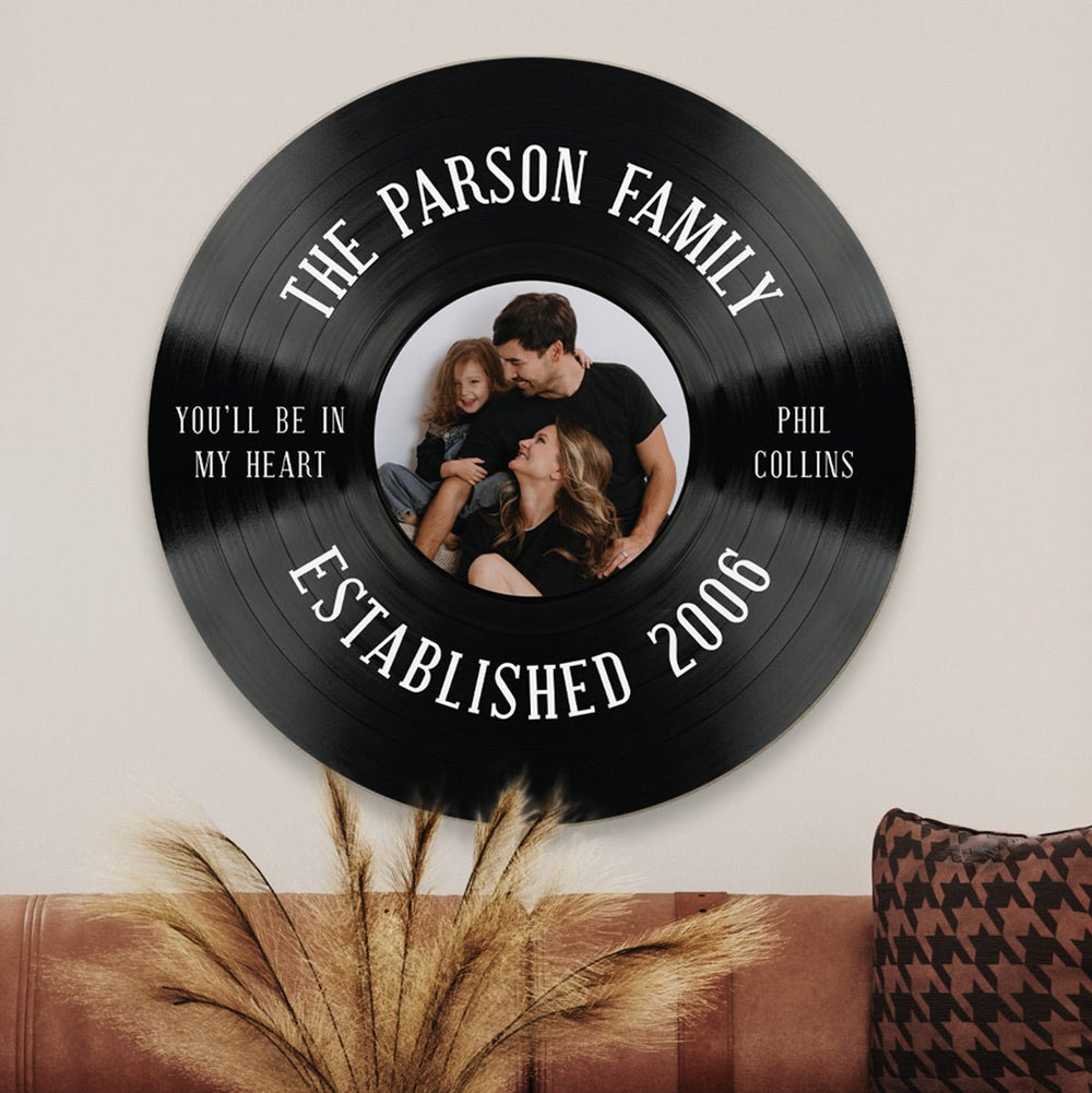 Wall Art Welcome Sign for Weddings - Custom Wooden Record Guest Book A