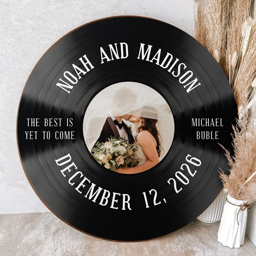 Wall Art Welcome Sign for Weddings - Custom Wooden Record Guest Book A