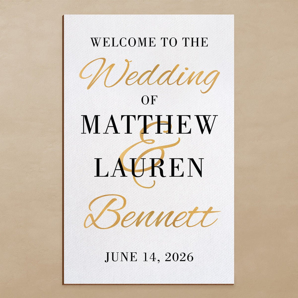Welcome to Our Wedding Sign Custom Sign, Black & Gold for Receptions a