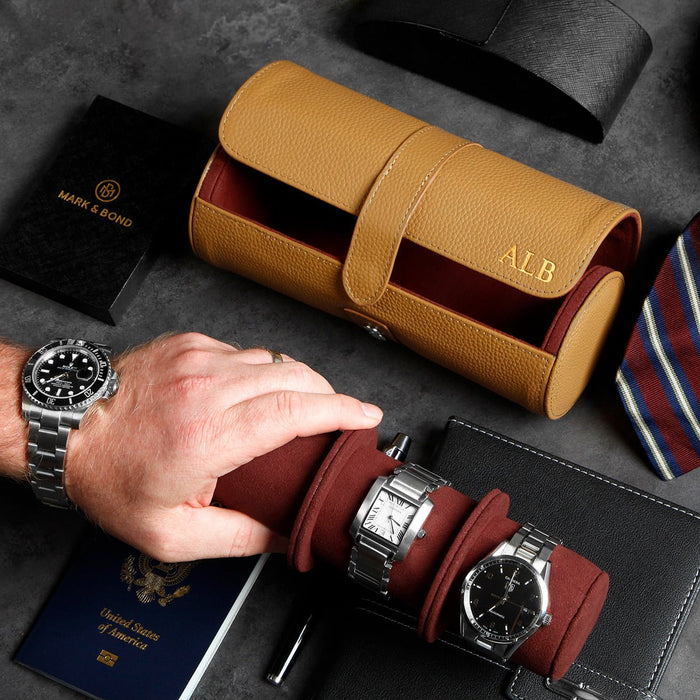 Durham Custom Leather Jewelry, Bracelet & Watch Roll for Travel - Brit