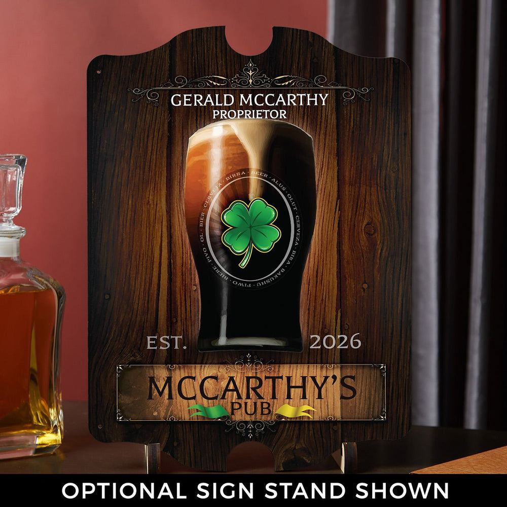 Failte Irish Pub Personalized Wooden Sign - Beer Wall Art