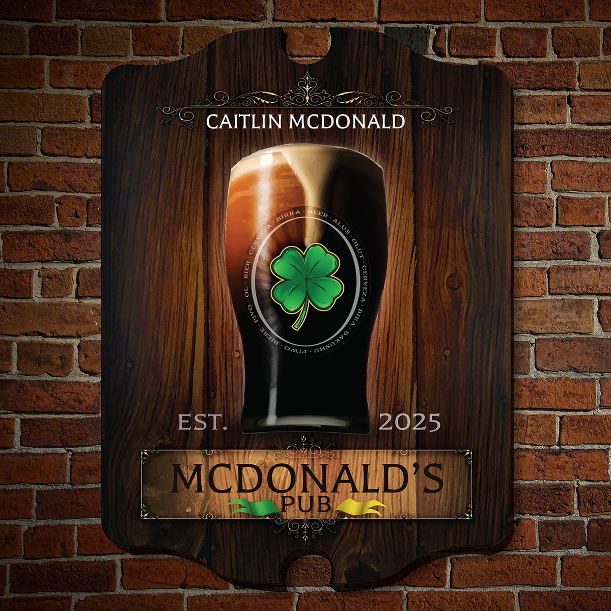 Failte Irish Pub Personalized Wooden Sign