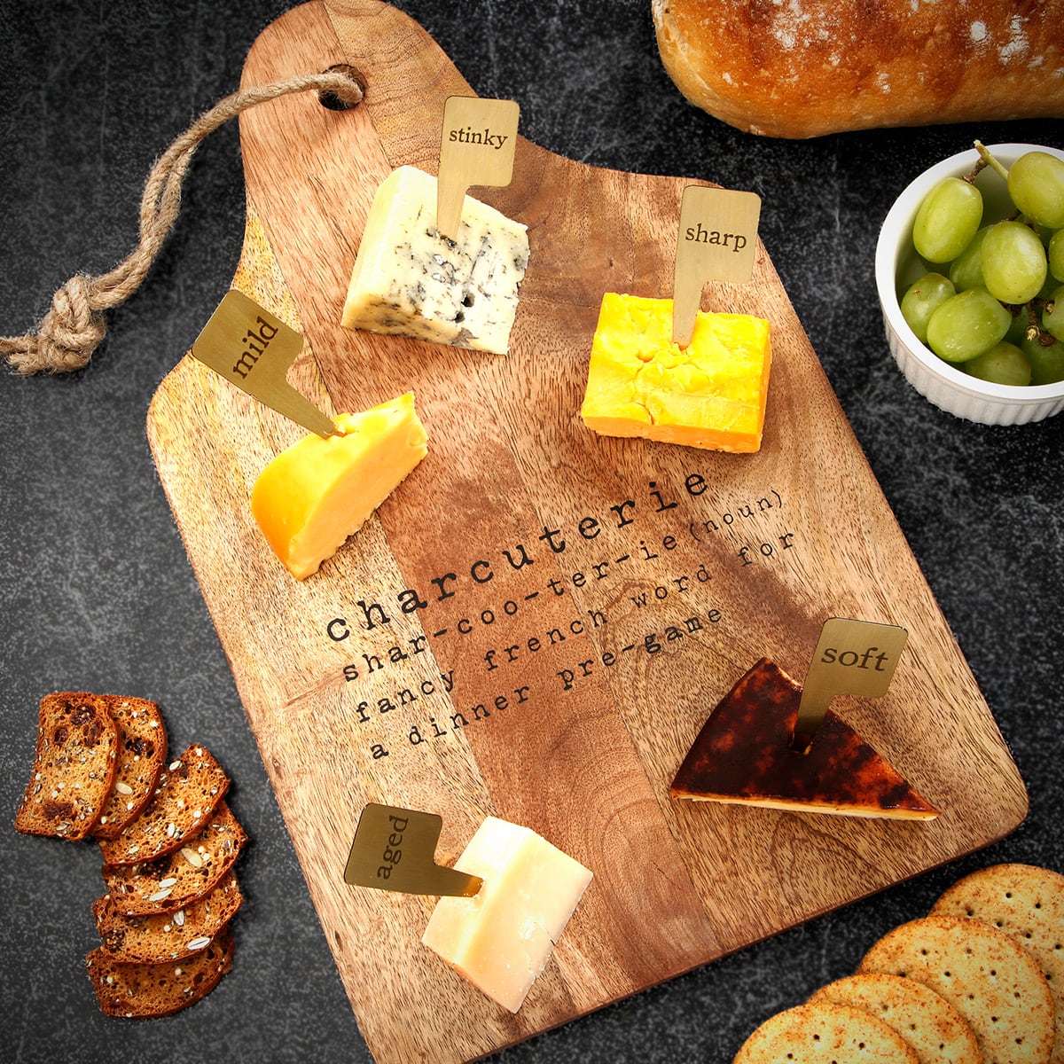 Fancy French Charcuterie Board with Cheese Markers - Great Gifts Club