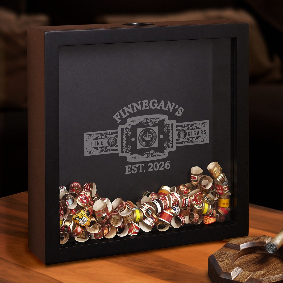Fine Cigars Engraved Shadow Box