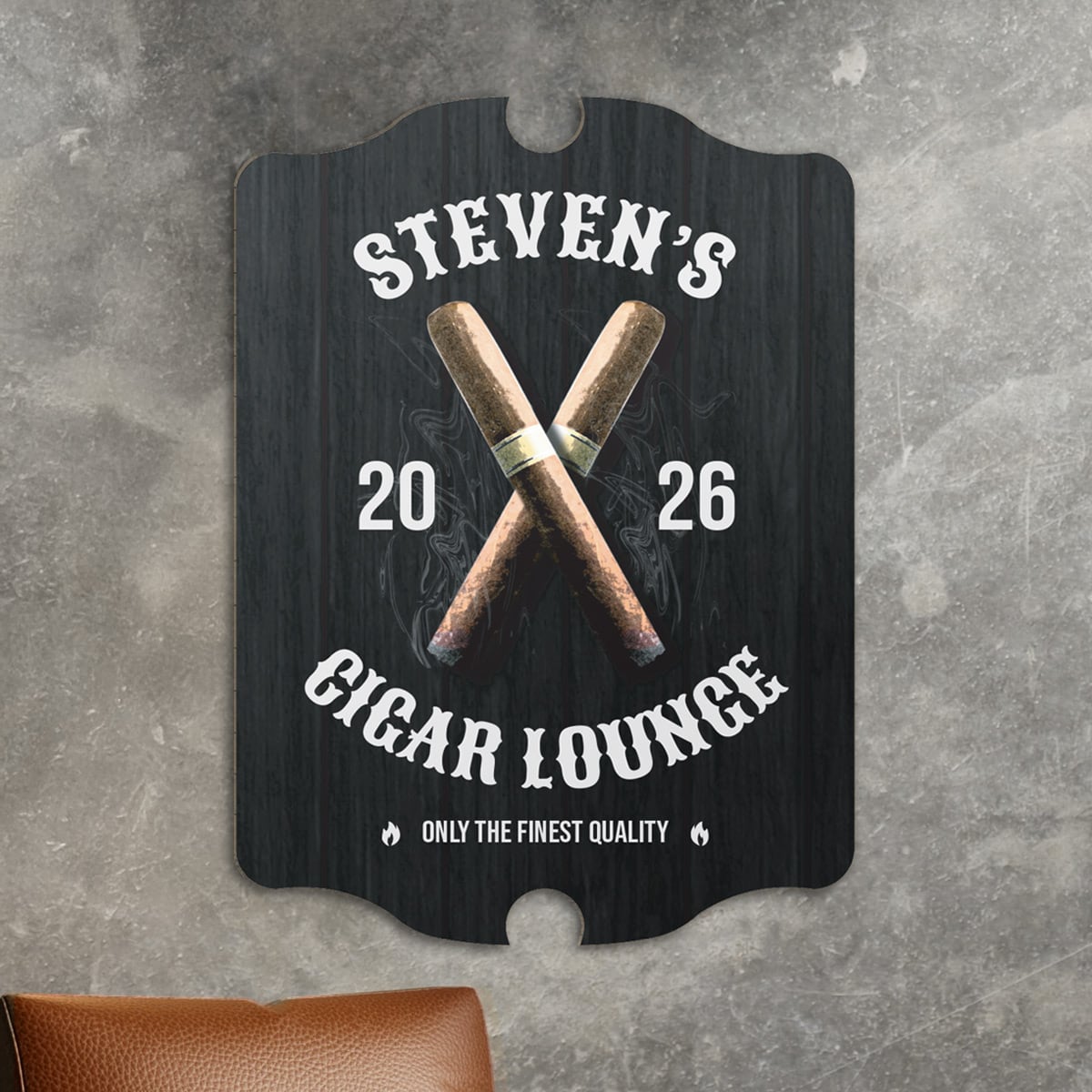 Vintage Wood Custom Cigar Lounge Sign - Cigar Band Art
