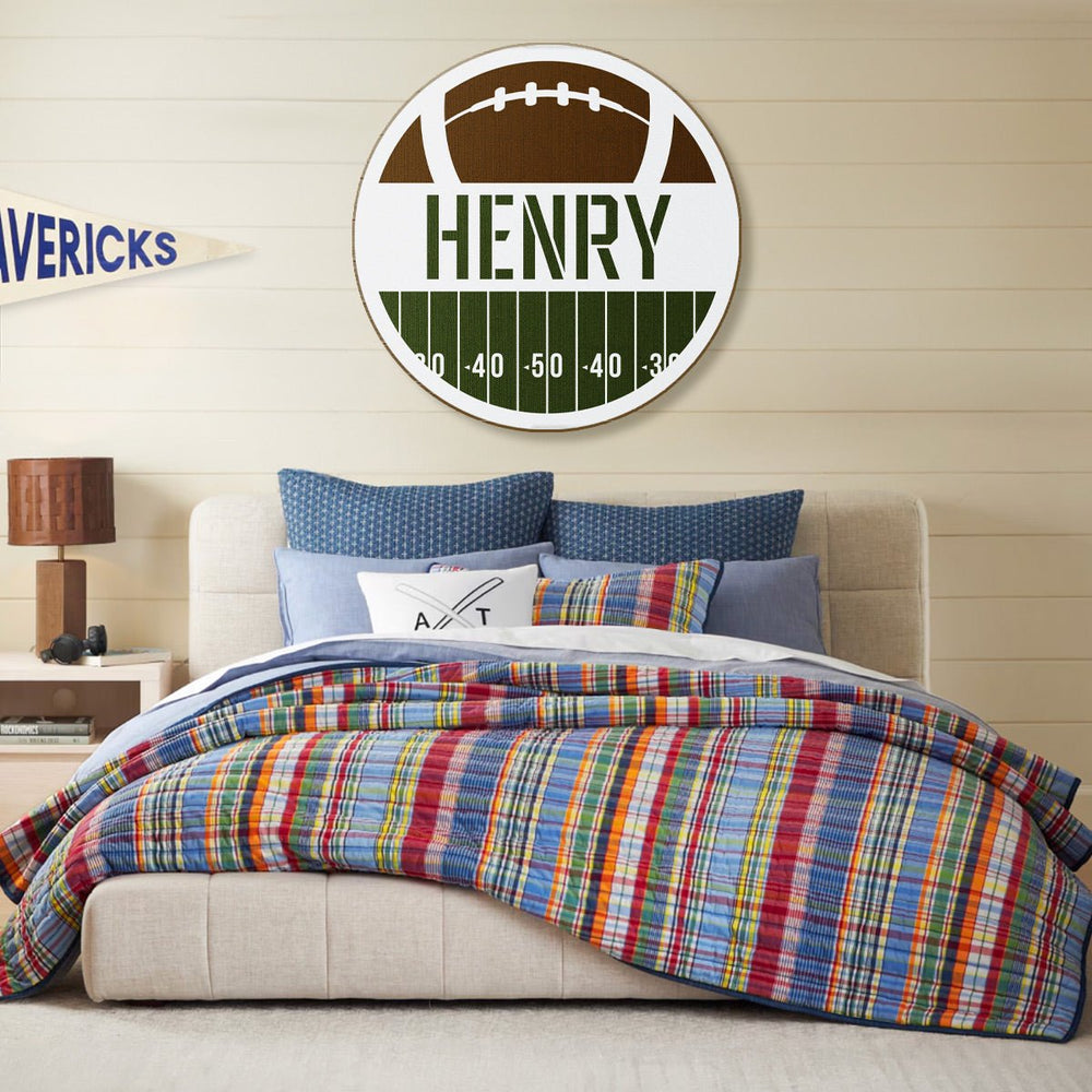 Football Fanatic Custom Name Sign for Boys Room