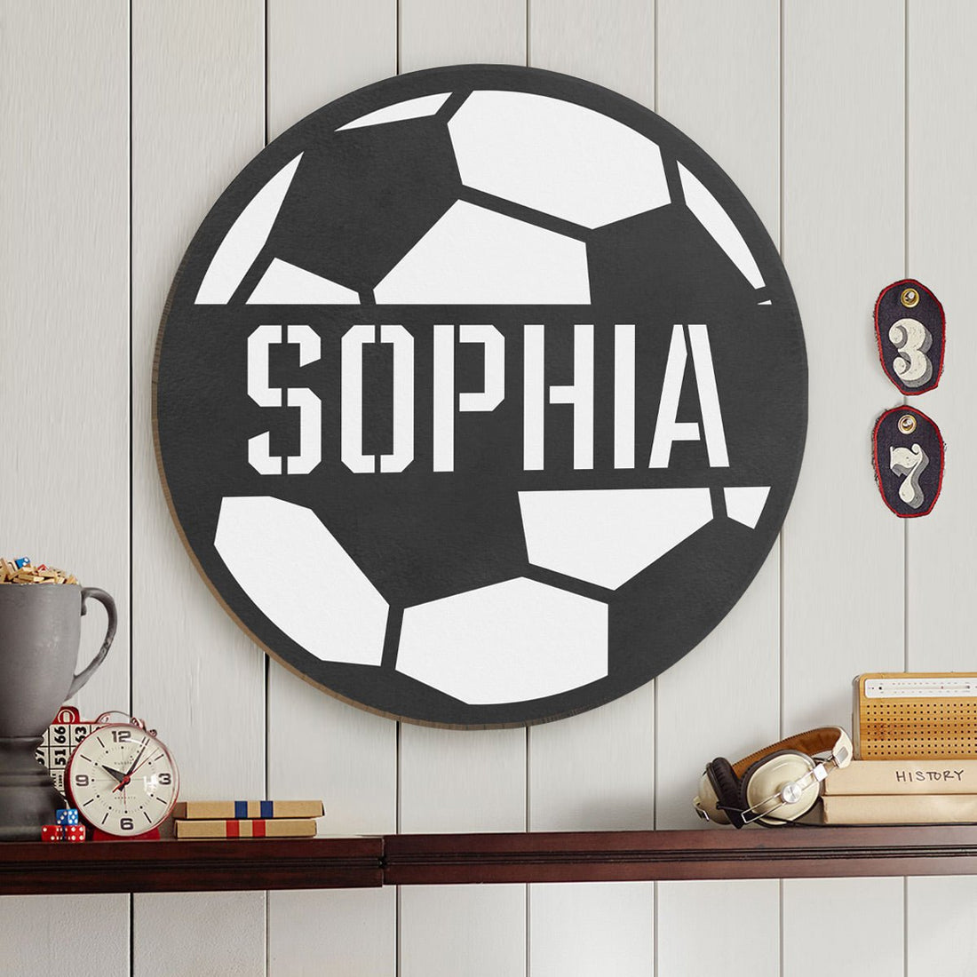Soccer Wood Name Sign for Boys Girls Room