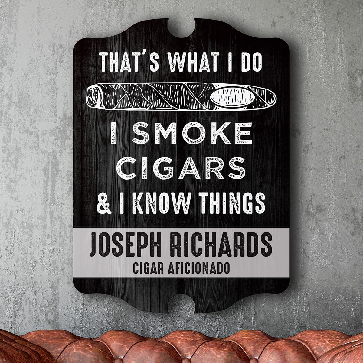 Vintage Wood Custom Cigar Lounge Sign - Cigar Band Art