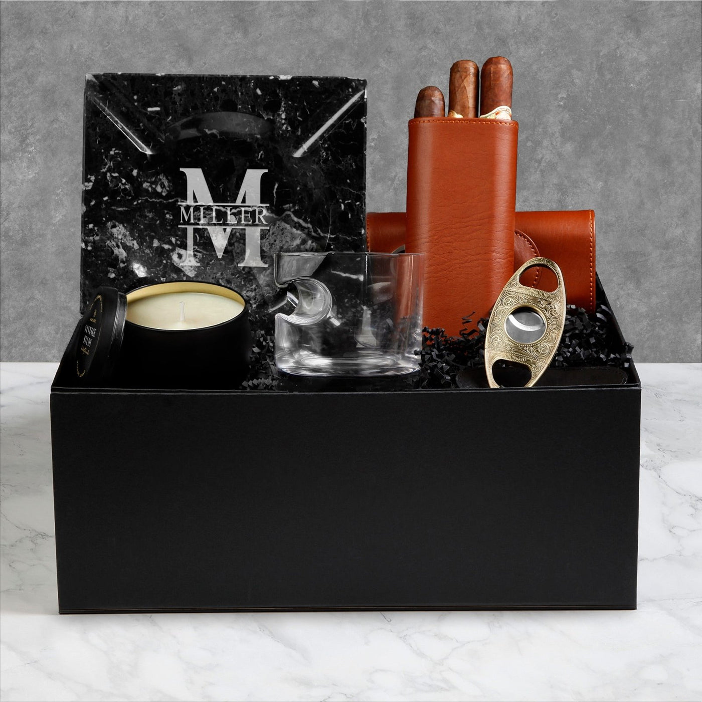 Luxury Cigar Gift Set - 6pc with Custom Ashtray and Premium Cigar Acce