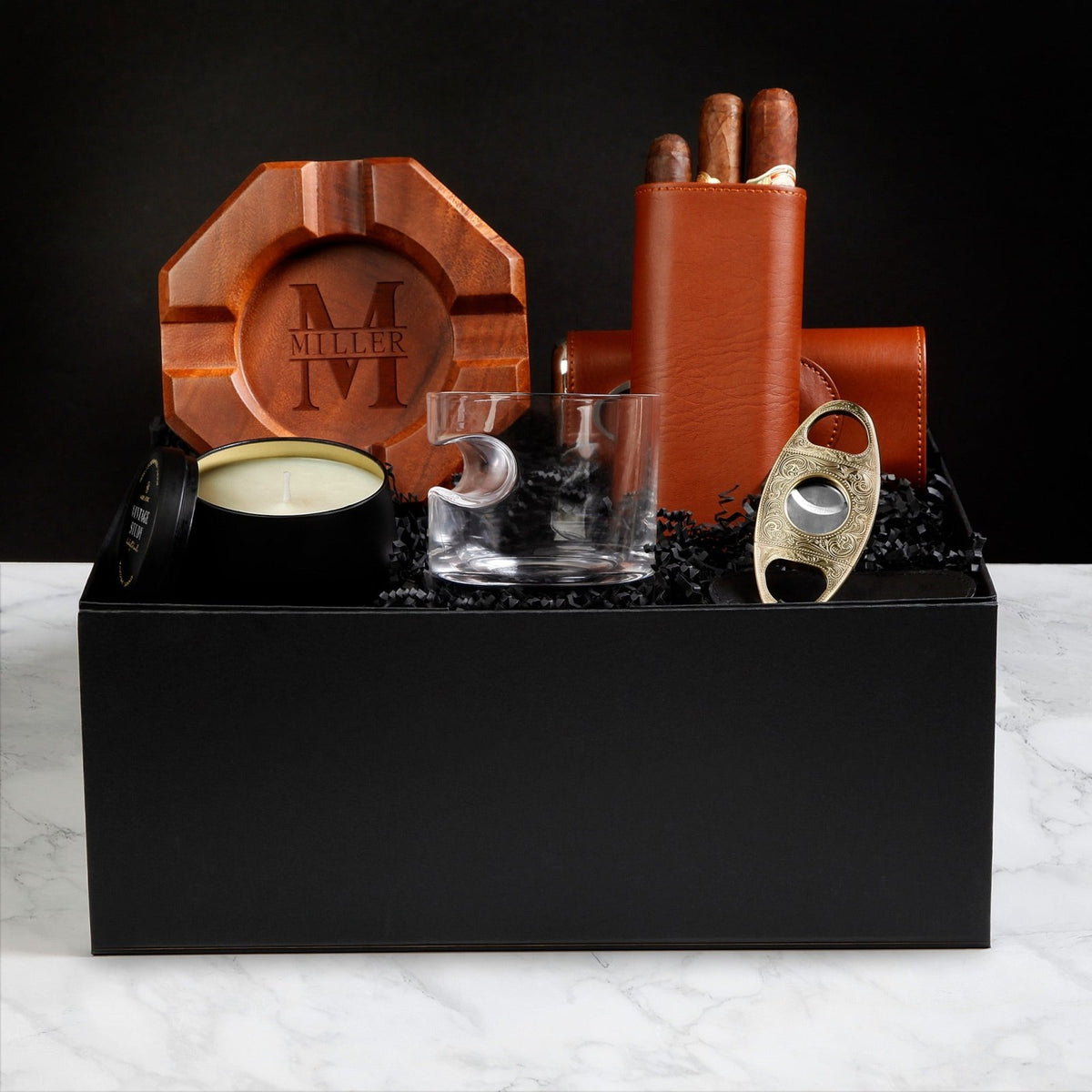 Luxury Cigar Gift Set - 6pc with Custom Ashtray and Premium Cigar Acce