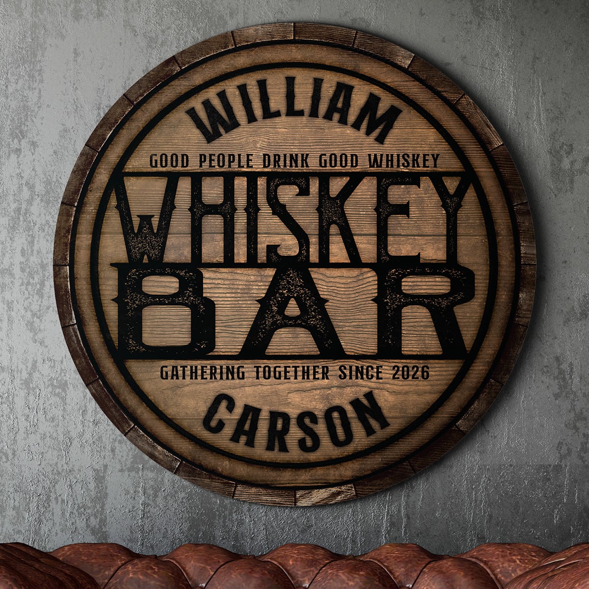 Old Branding Custom Wooden Whiskey Bar Sign - Wooden Round Sign