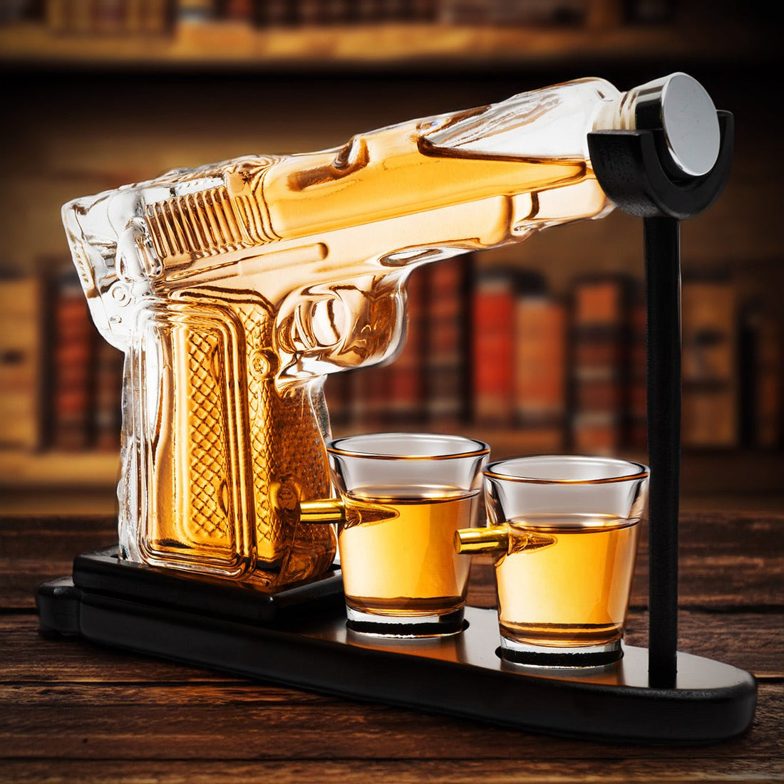 Shotgun Whiskey Decanter Set with 4 Shotgun Glasses