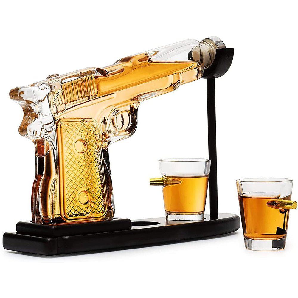 Paxton Gun Decanter with Bullet Shot Glasses