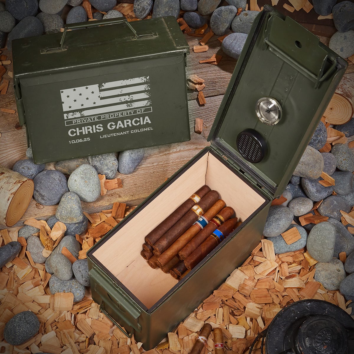 Personalized 50 Cal Ammo Box Cigar Humidor Military Gift - Great Gifts Club