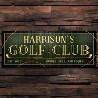 Personalized Golf Club Sign, Custom Golf Gift for Office or Home