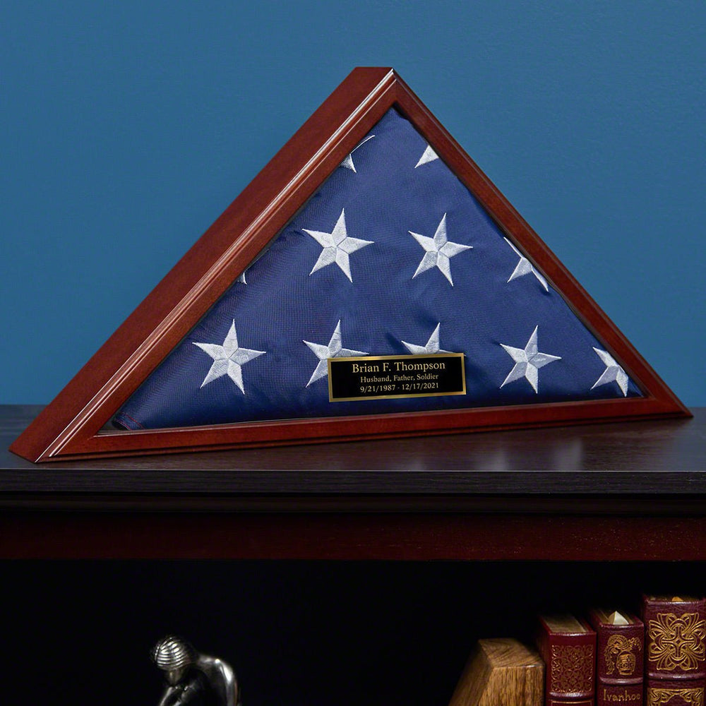 Personalized Memorial Military Flag Case - Solid Cherry Hardwood Made