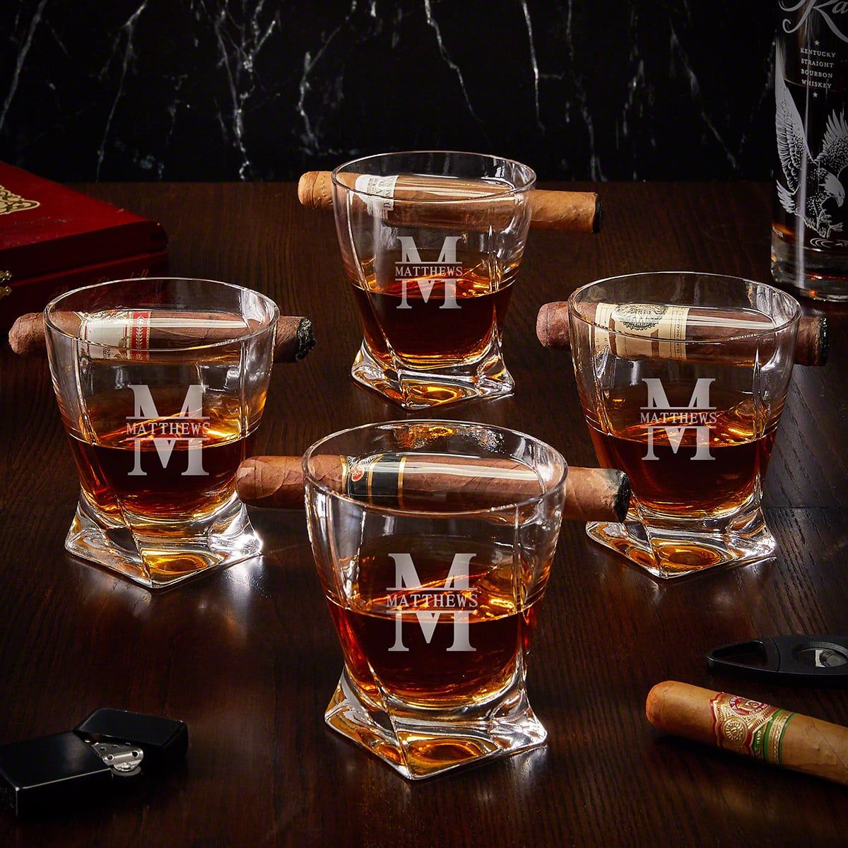 Personalized Twist Whiskey Cigar Glasses