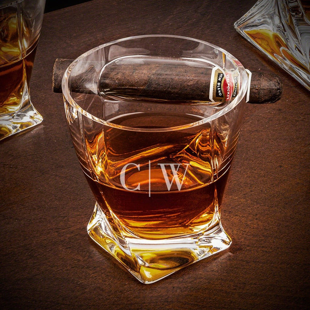 Personalized Twist Whiskey Cigar Glasses, Set of 4
