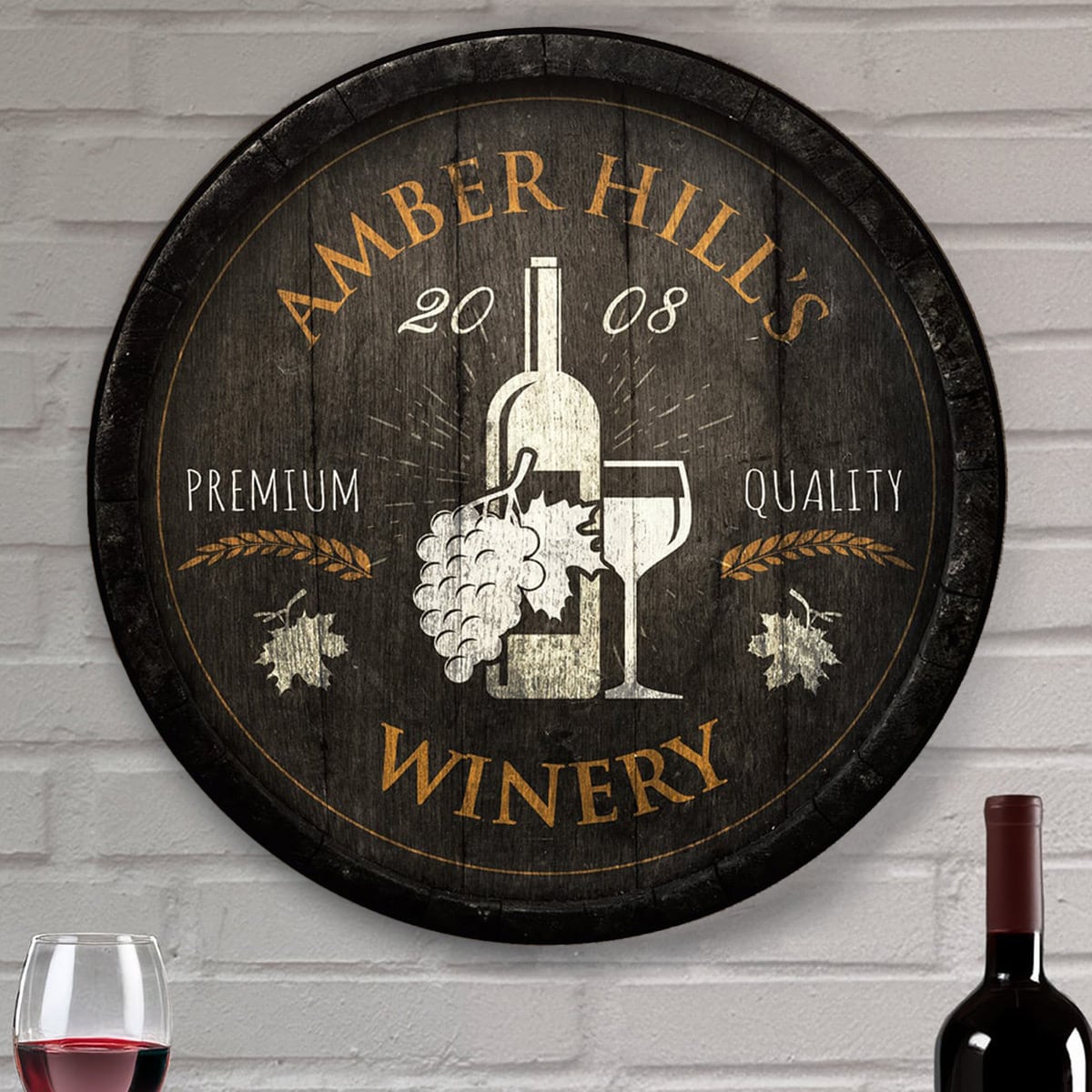 Personalized Vintage Winery Sign - Home Wine Cellar Decor, Wood