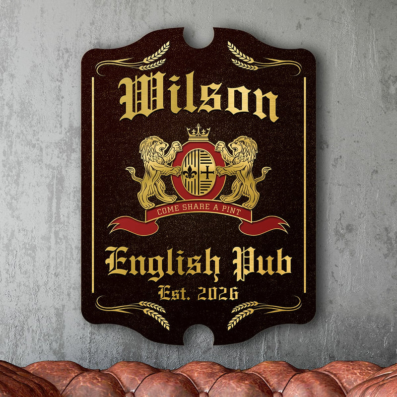 Proper English Custom Pub Sign - Vintage Bar Decor Wall Art