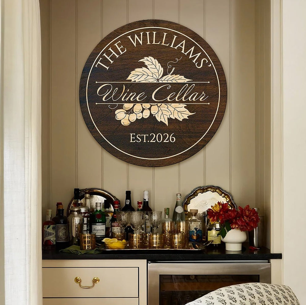 Rhone Valley Personalized Wine Cellar Sign - Wall Art Printed Wood Dec