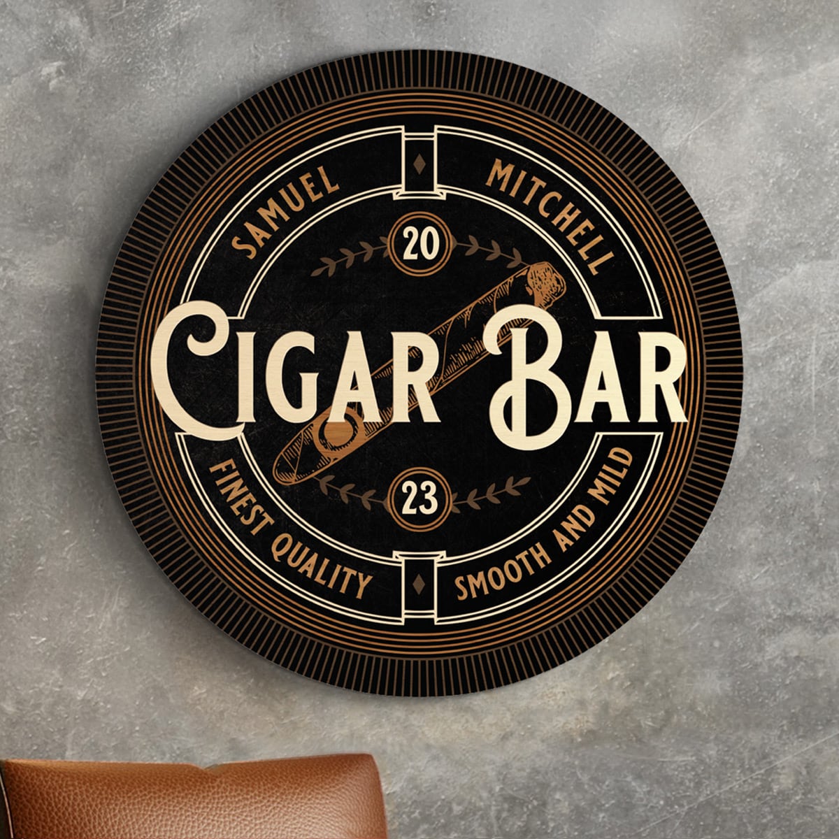 Vintage Wood Custom Cigar Lounge Sign - Cigar Band Art