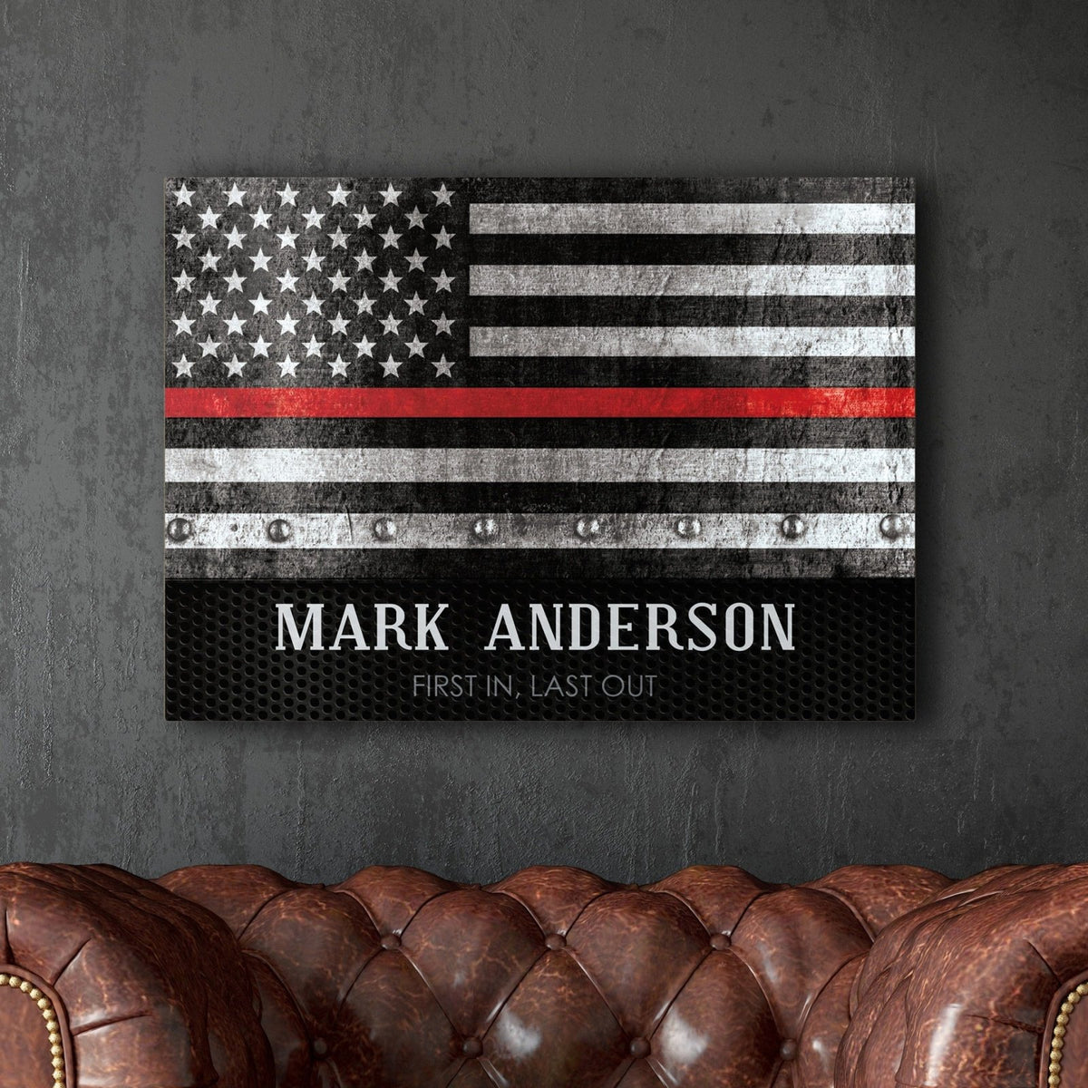 Thin Red Line Custom Sign - Wooden Fighterfighter Wall Art Decor